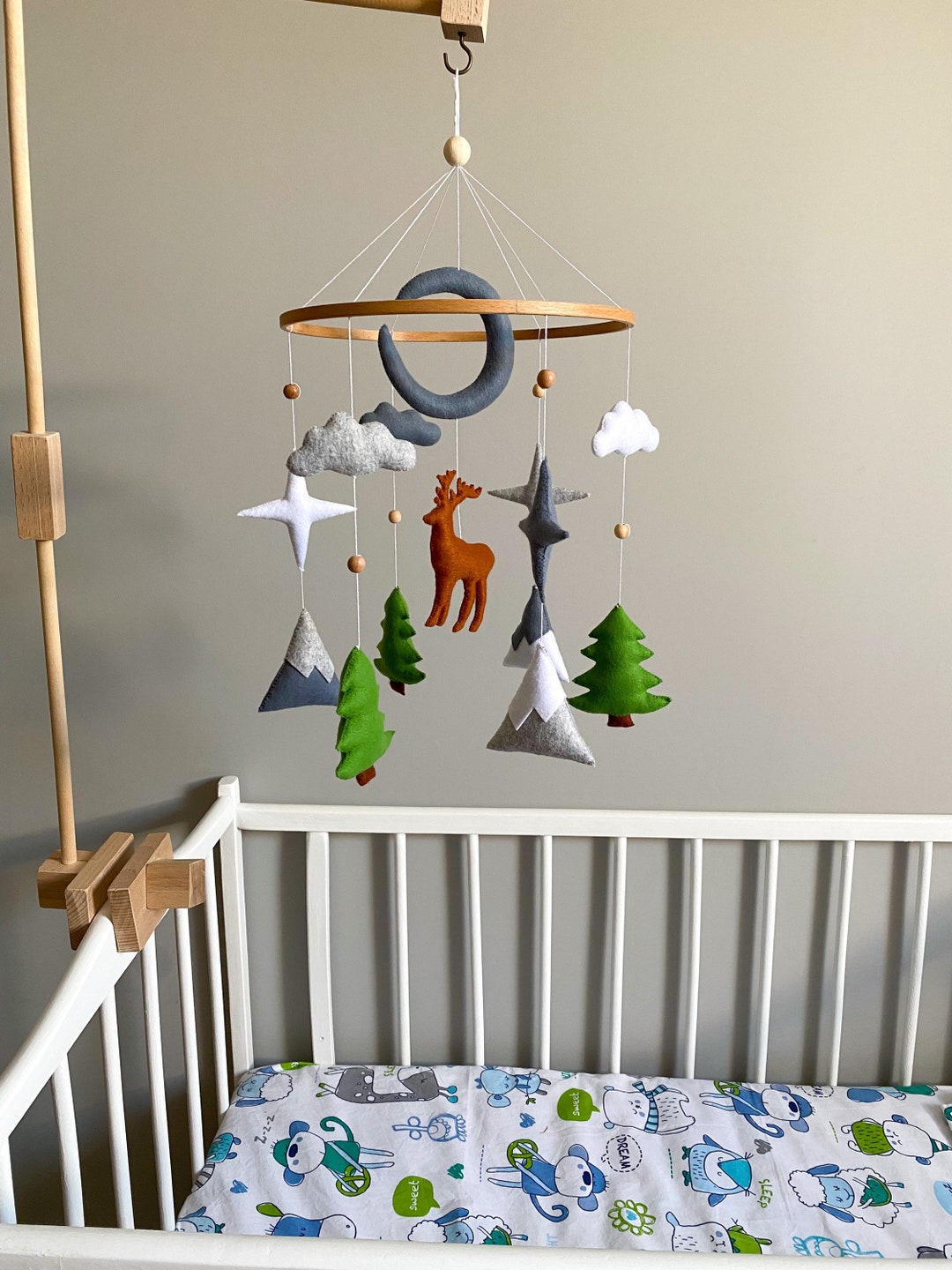 Moose Mobile Baby, Nature Crib Mobile, Forest Mobile, Woodland Mobile ...