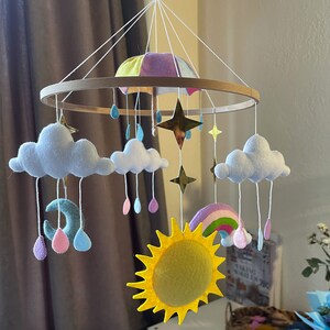 Mobile Baby, Baby Mobile Crib, Cloud Mobile, Rainbow Mobile for Baby ...