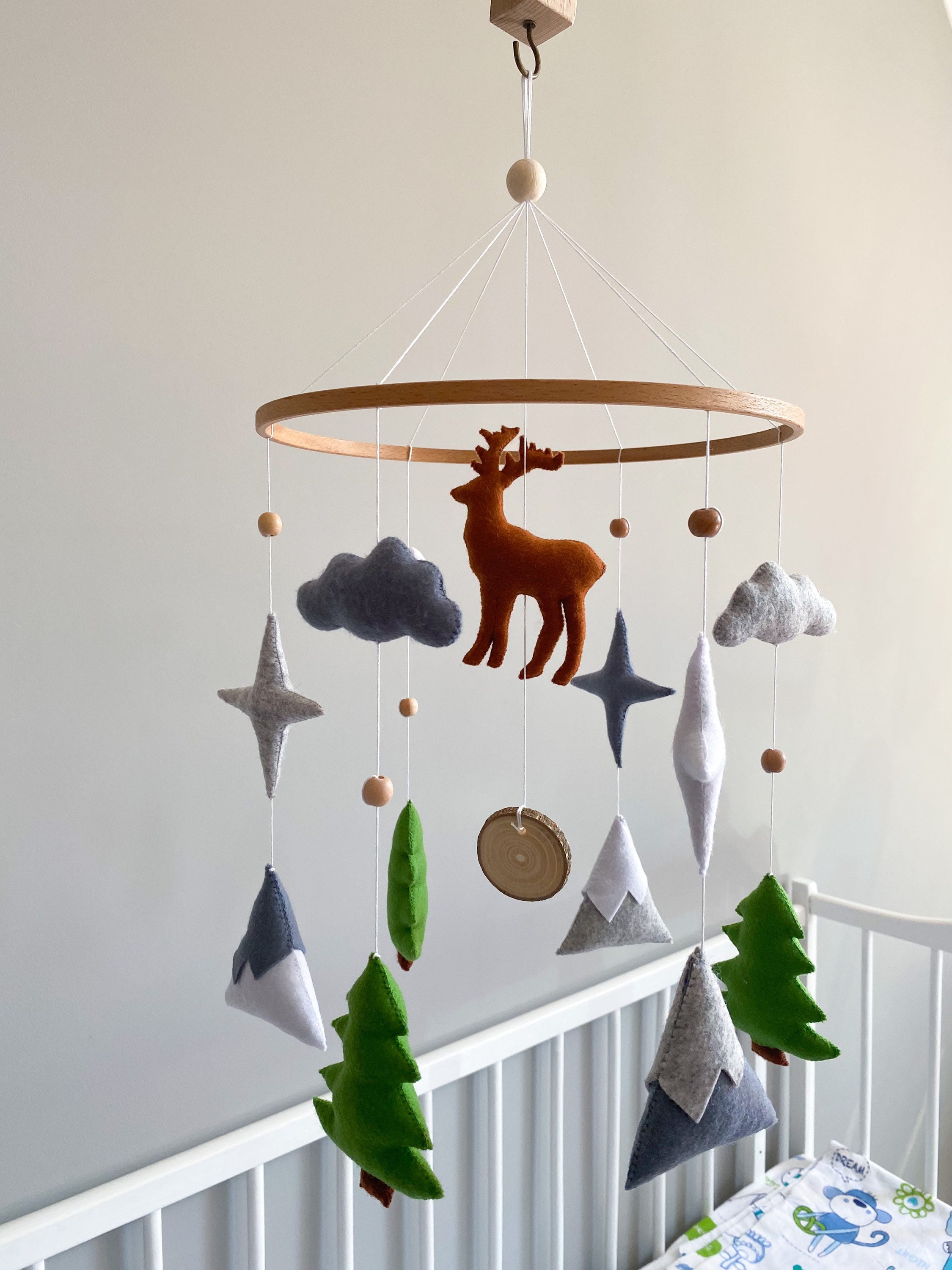 Moose mobile Nature baby mobile Woodland mobile Elk mobile | Etsy