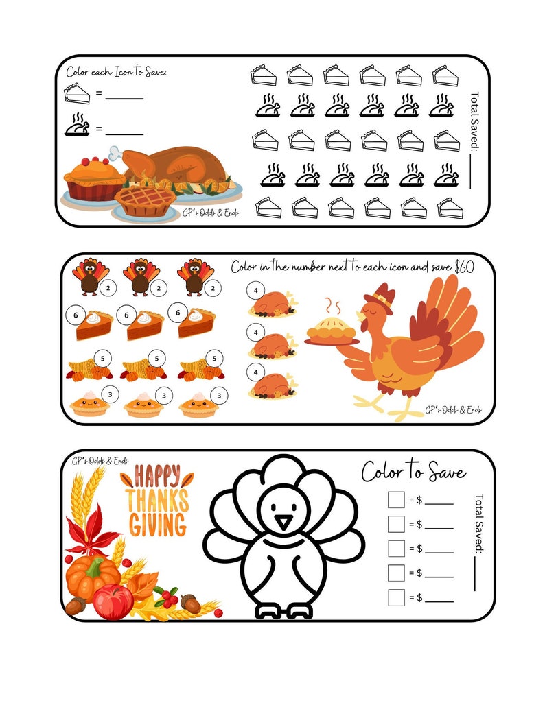 Thanksgiving Mini Saving Challenges - Etsy