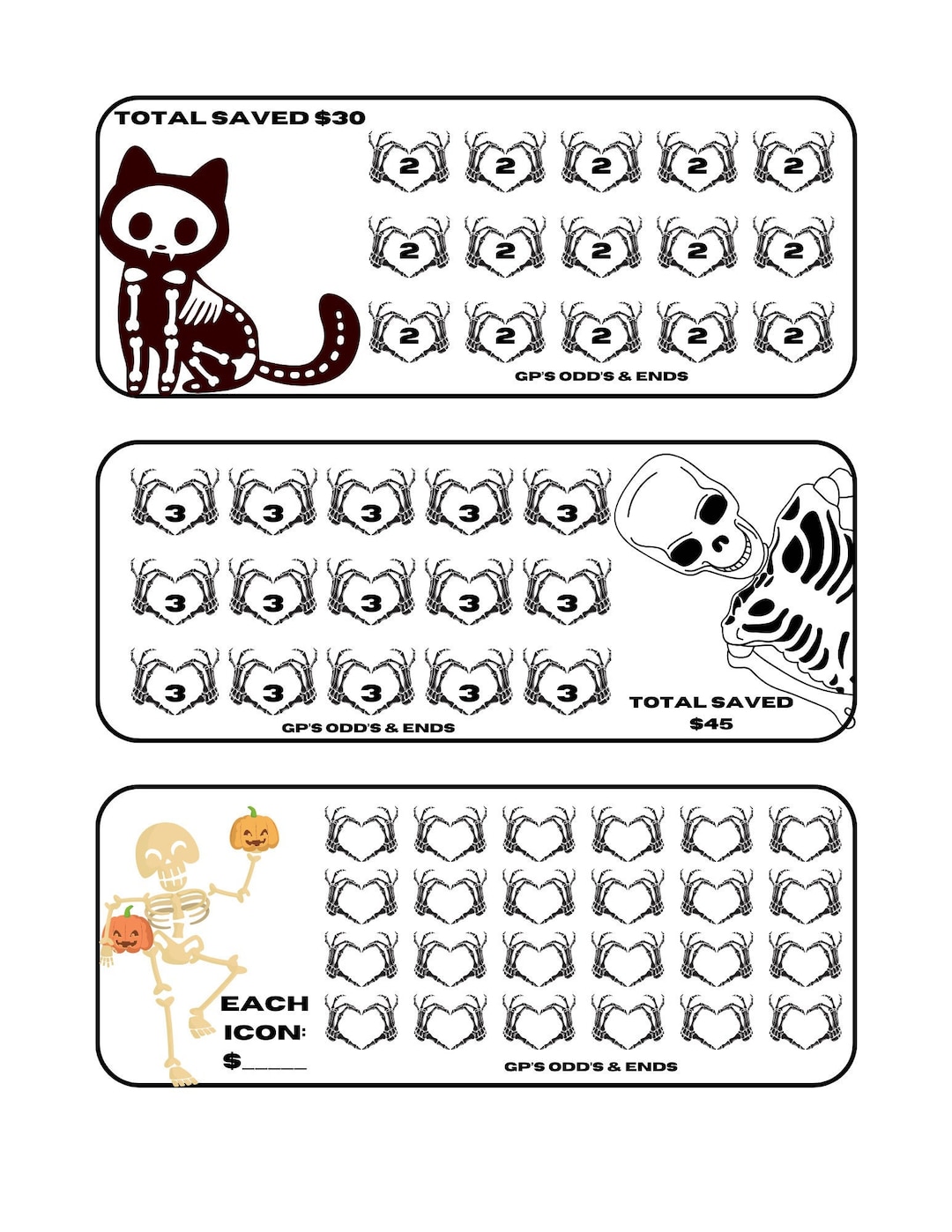 Skeleton Halloween Mini Challenges - Etsy