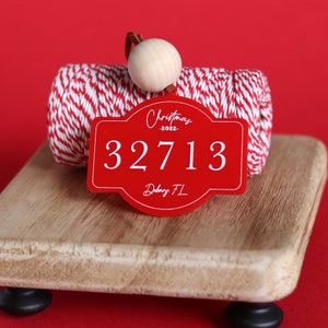Red Acrylic Home for the Holidays Zip Code Christmas Ornament Laser ...