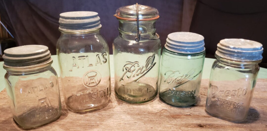 Vintage Canning Jars, Hazel Atlas Pint and Quart Jars, Ball Quart Jar ...