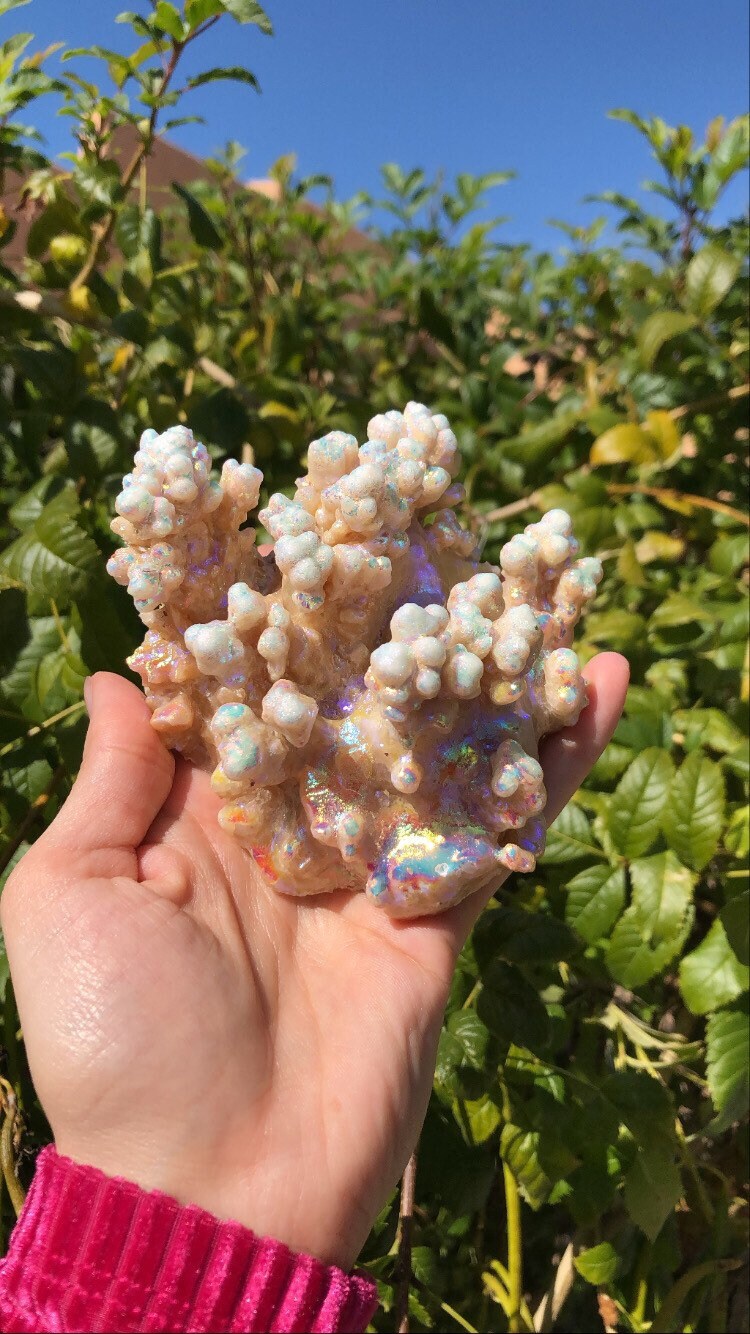 Big Bright Beautiful Rainbow Popcorn Aura Coral Calcite | Etsy