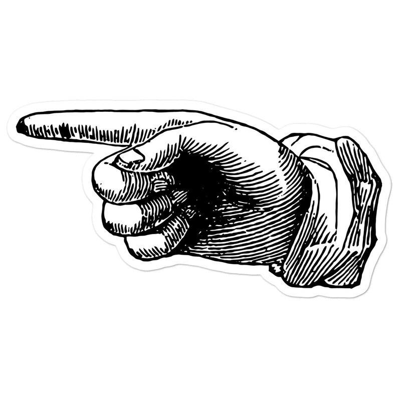 Victorian Pointing Finger 2 Large Vinyl Sticker: Retro | Etsy