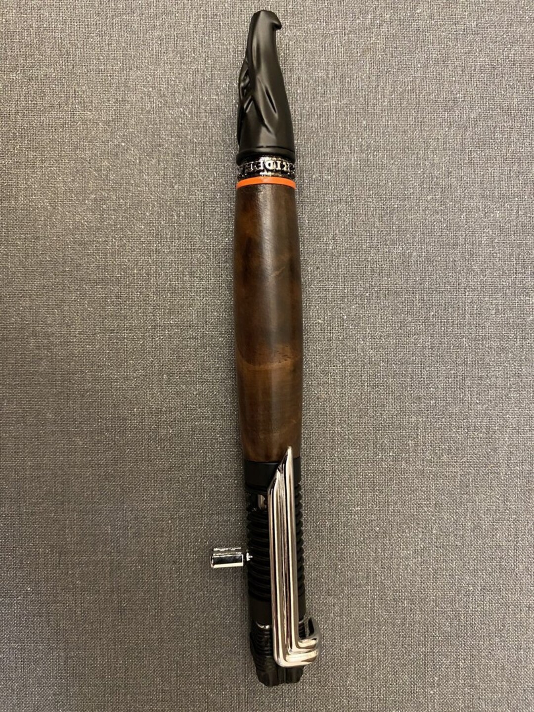Black Walnut Motorcycle Pen Matte Black and Chrome Trim With Orange ...