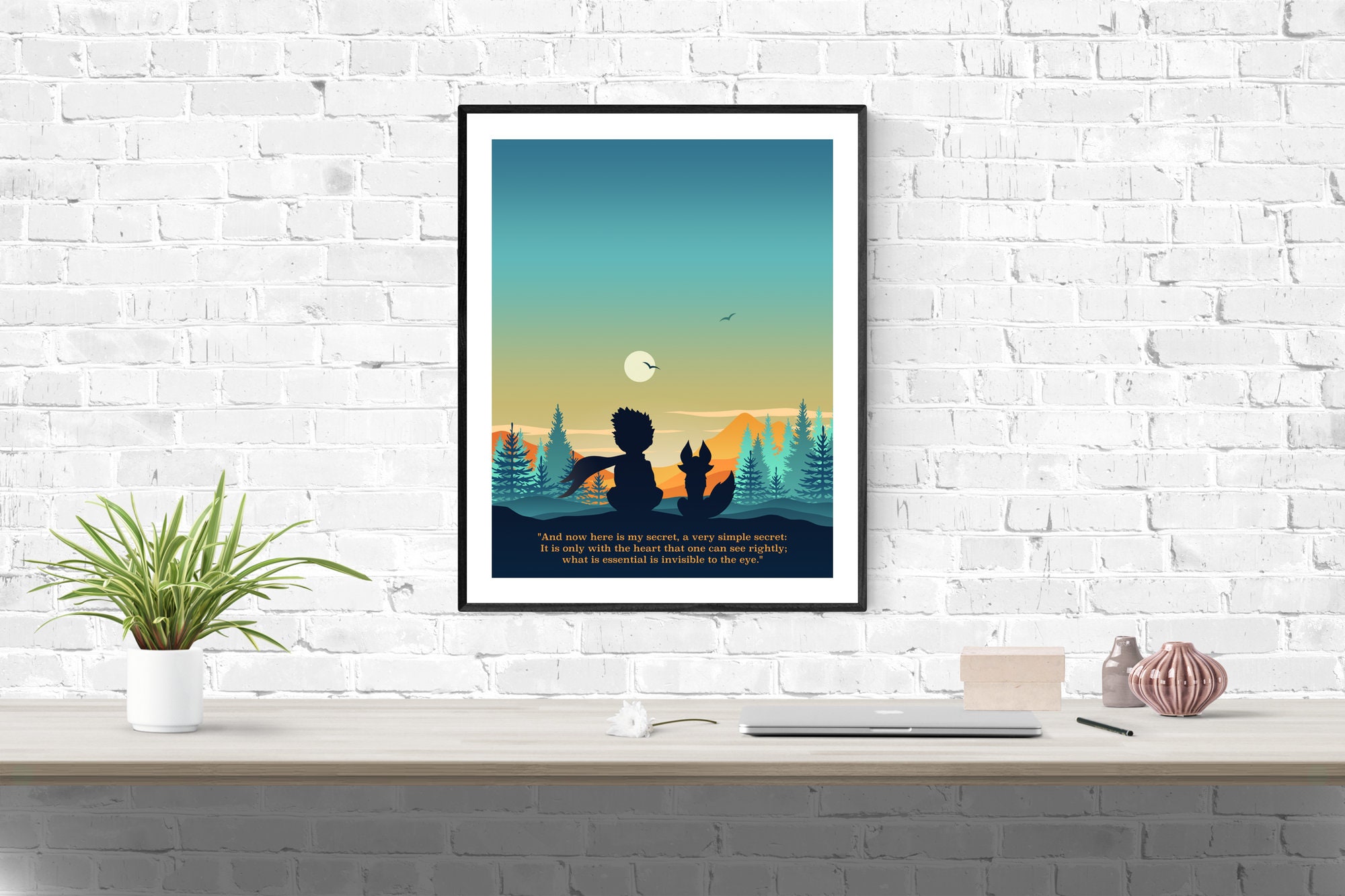 The Little Prince Art Print, the Little Prince and the Fox Poster ...
