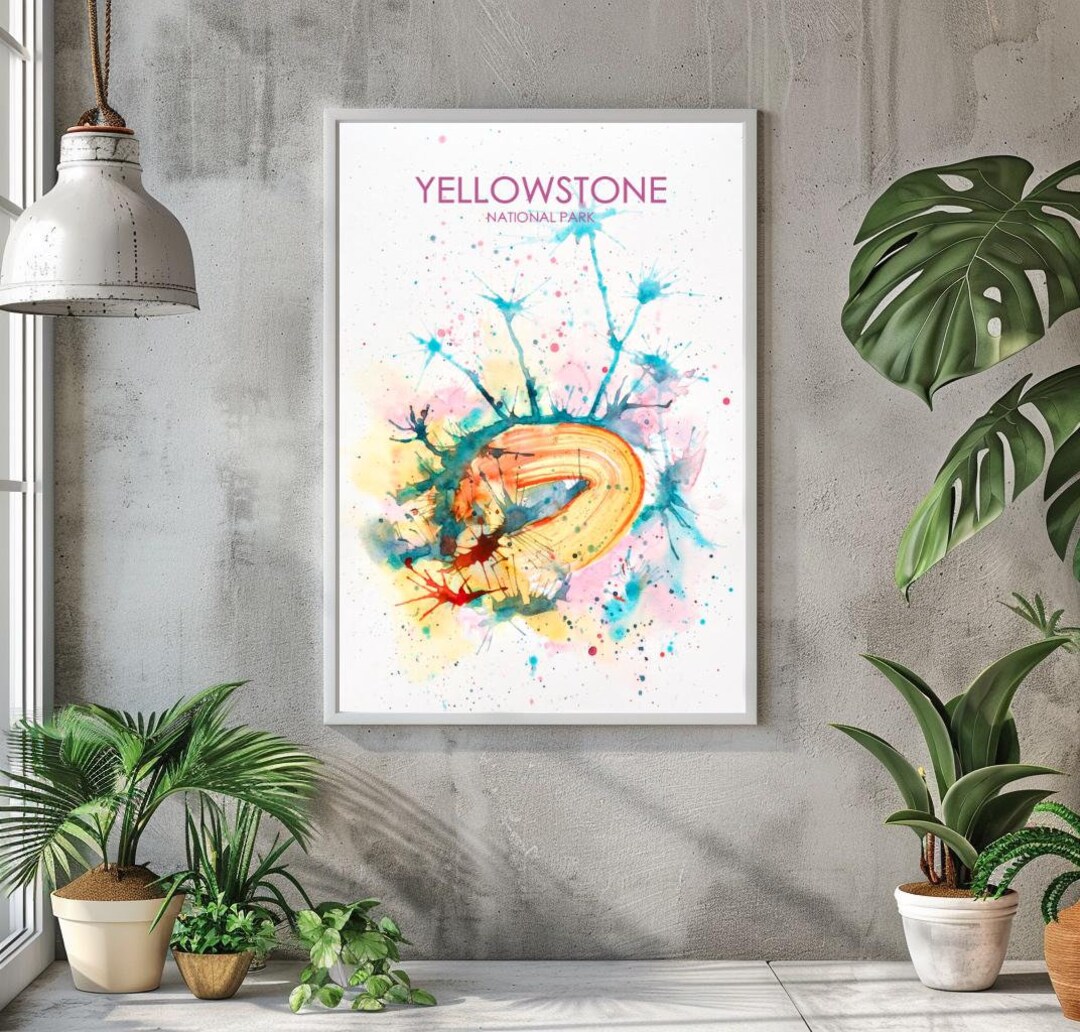 Yellowstone National Park Art Print, Watercolour Painting, Multiple ...