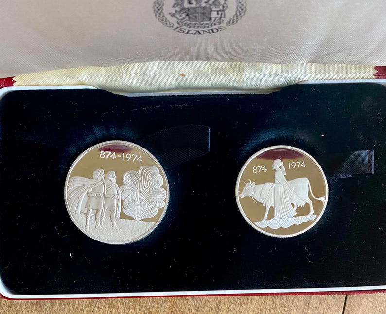 Island ICELAND 874-1974 Proof Set Vikings Dragon Giant Eagle .925 ...