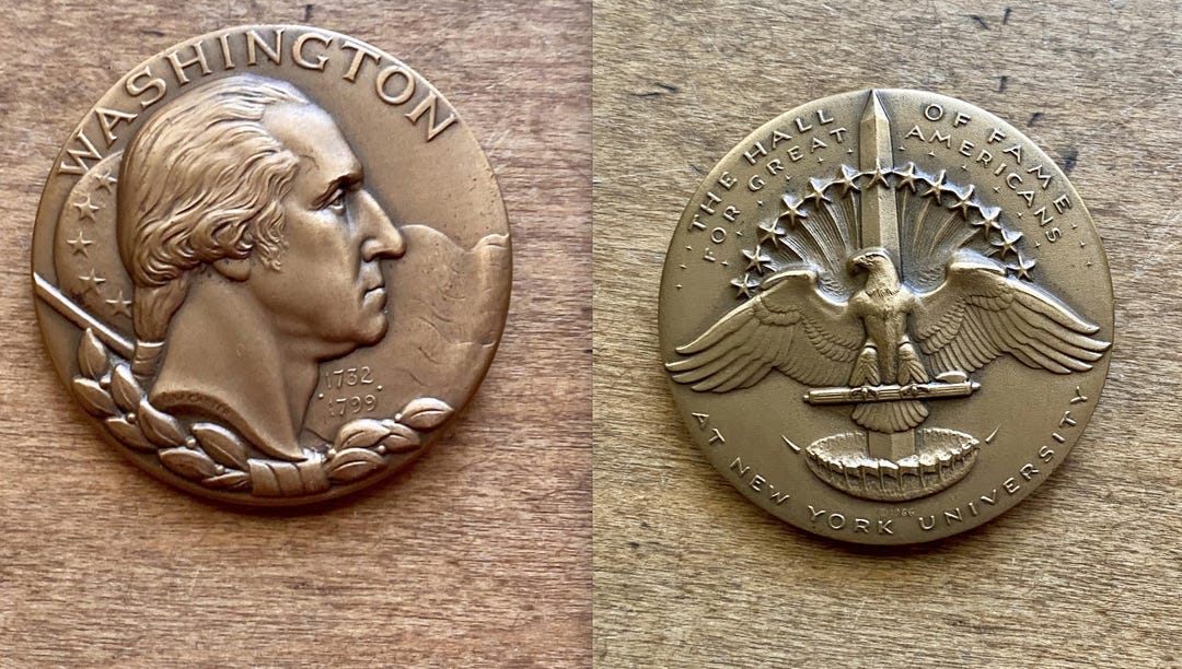 GEORGE WASHINGTON Hall of Fame for Great Americans NYU Medallic Art ...