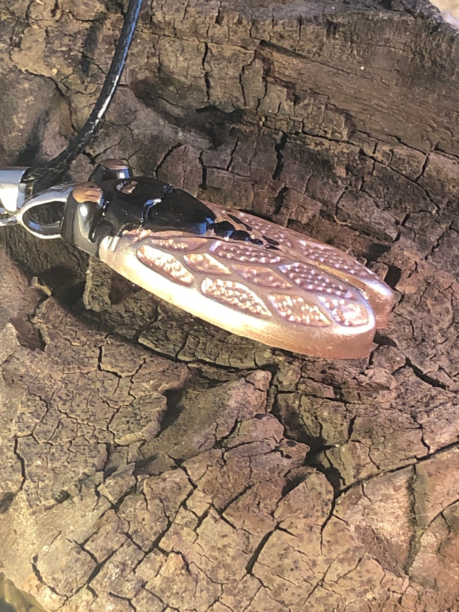 Black/gold Locust Resin Necklace 1.75 X .75 X - Etsy