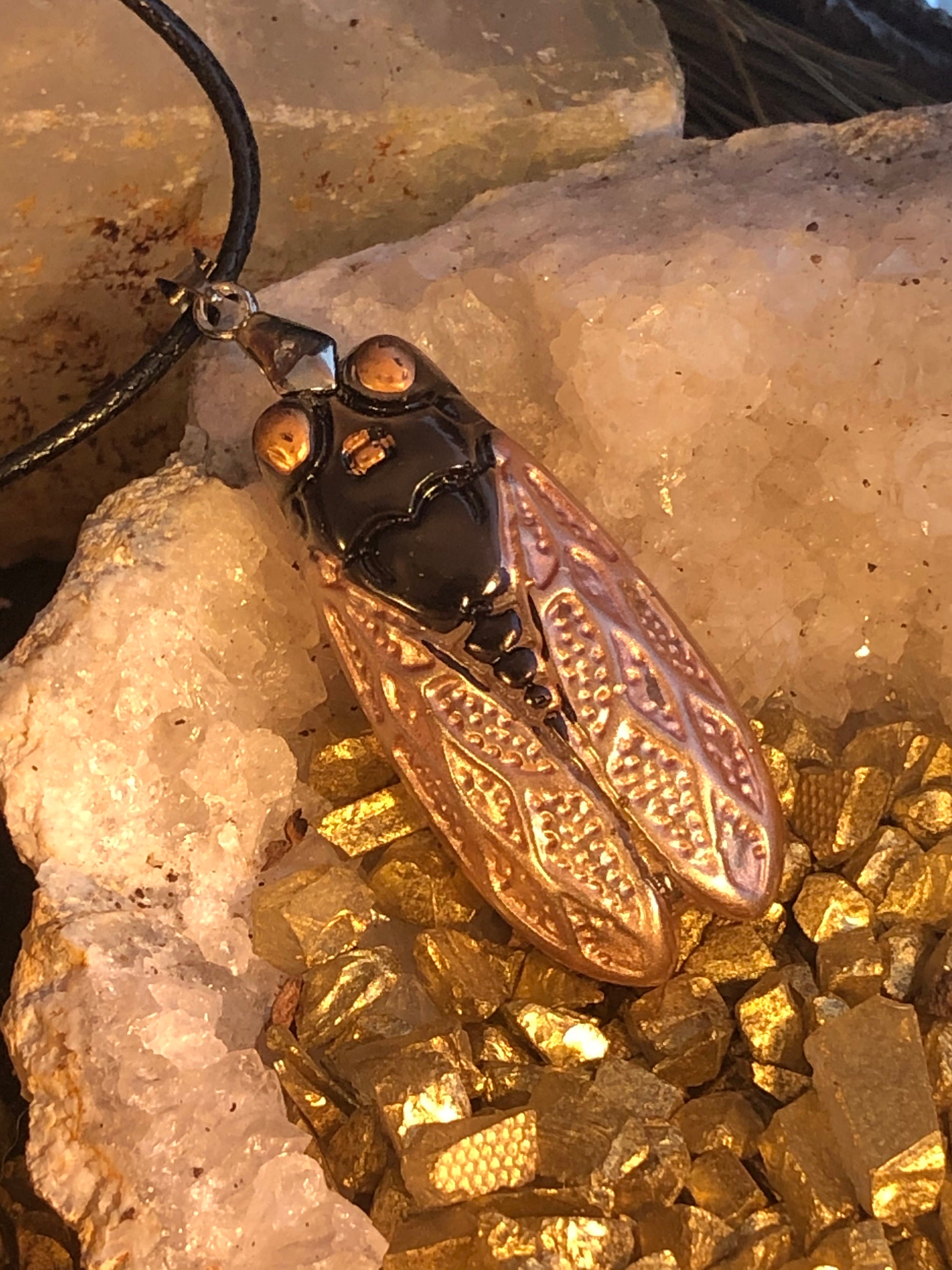 Black/gold Locust Resin Necklace 1.75 X .75 X - Etsy