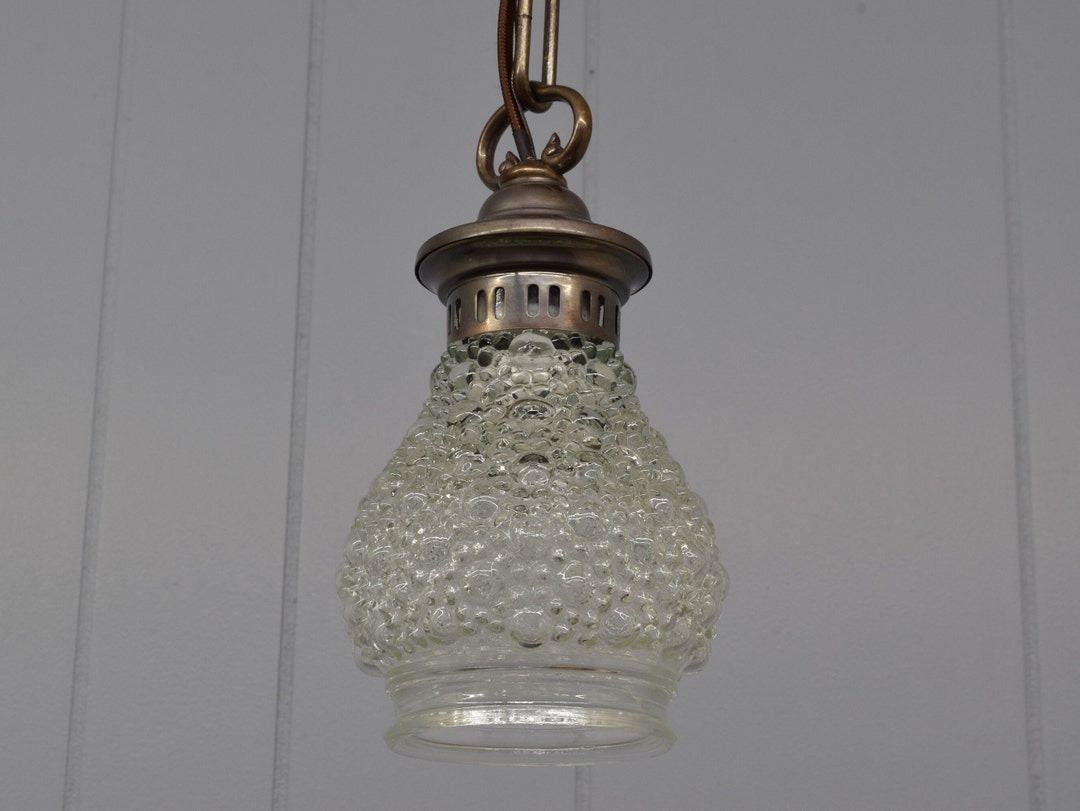 1940s Vintage Pendant Ceiling Light Fixture With Hobnail Glass Shade ...