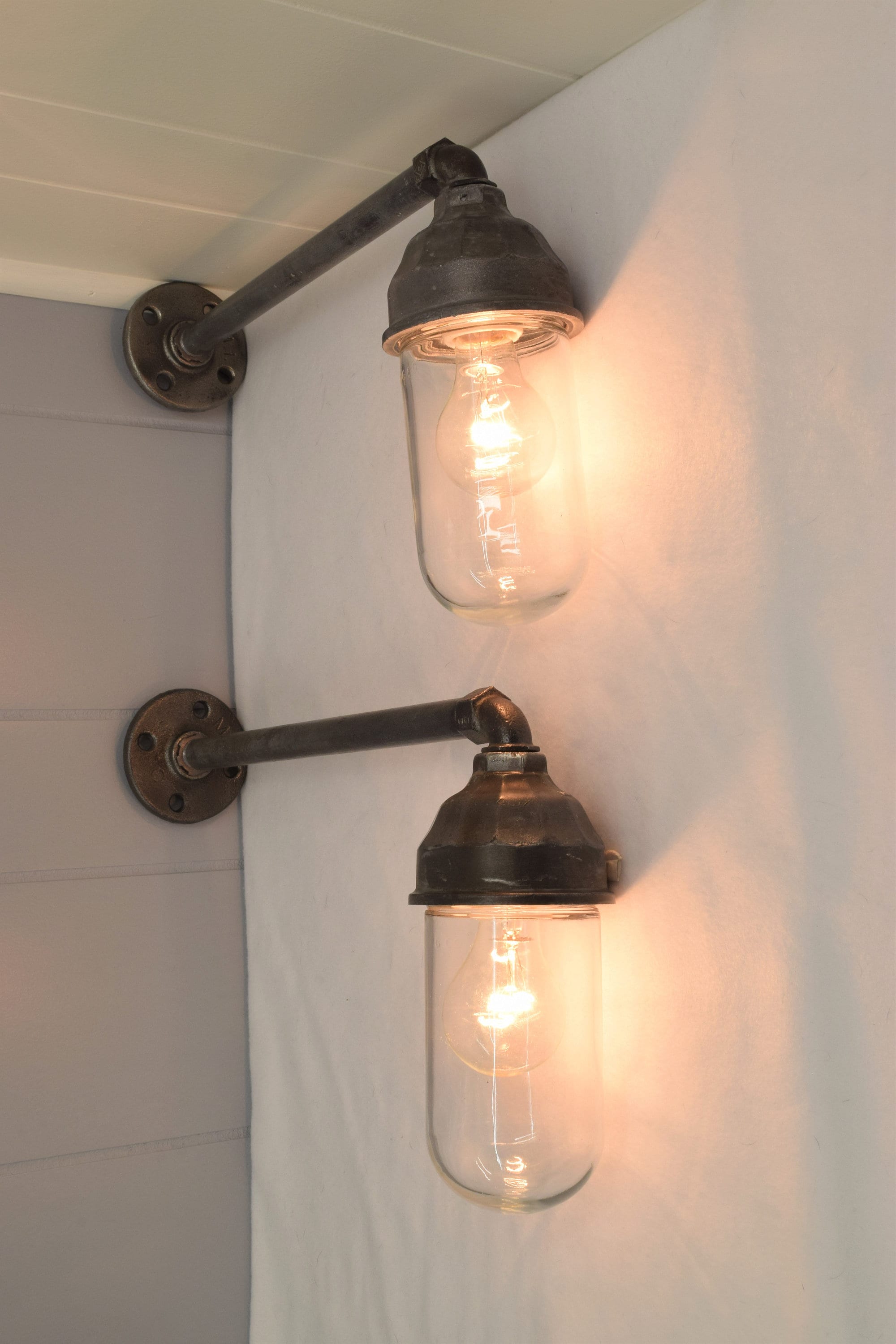 Pair Vintage Wall Mounted Light Fixtures C. 1930 Industrial - Etsy