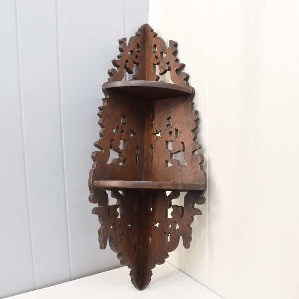 Antique Wood Corner Shelf - Etsy