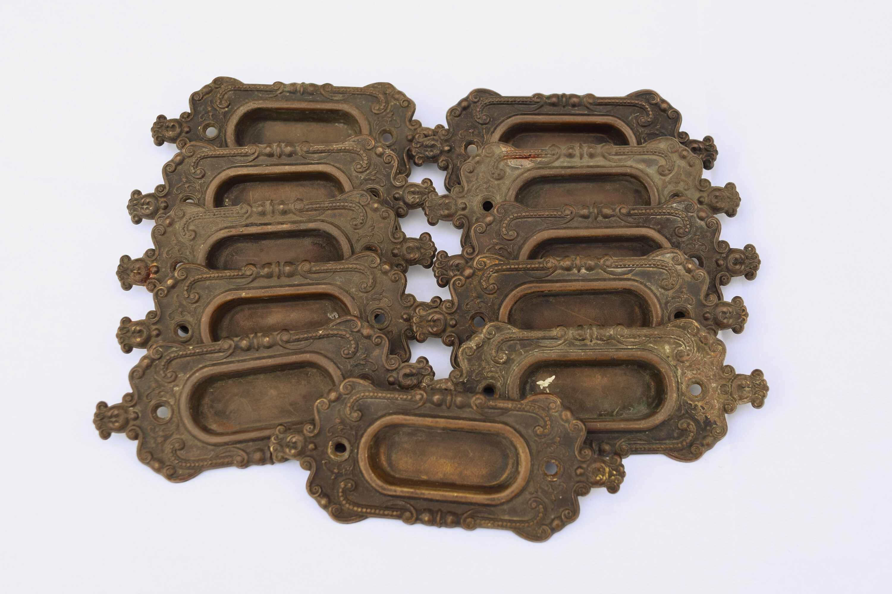 Antique Window Sash Lifts | Early 1900s Ornate Cast Brass Original ...