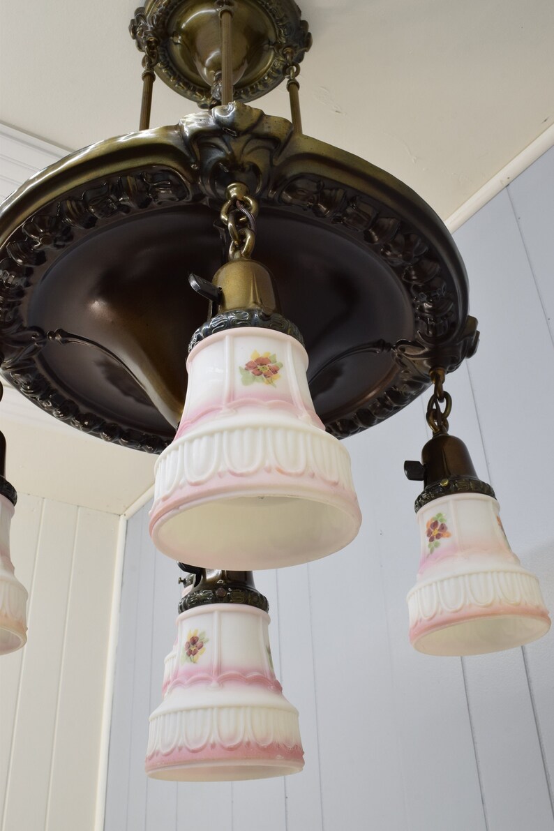 Antique Victorian Chandelier W/ Original Turn Key Sockets and Hand ...