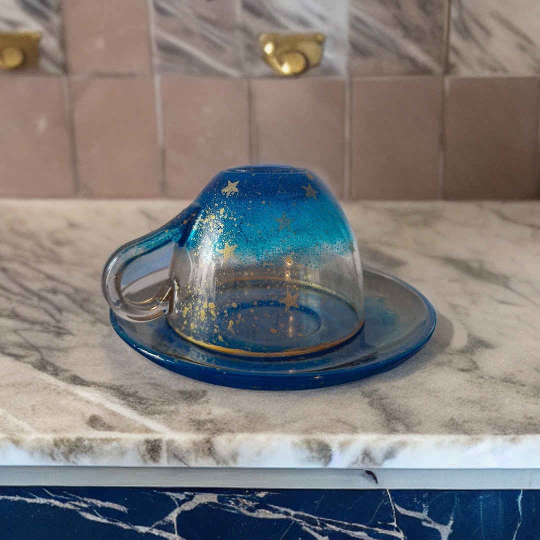 Cup Full of Wonders Transparent and Light Blue Galaxy Glass Tea and ...