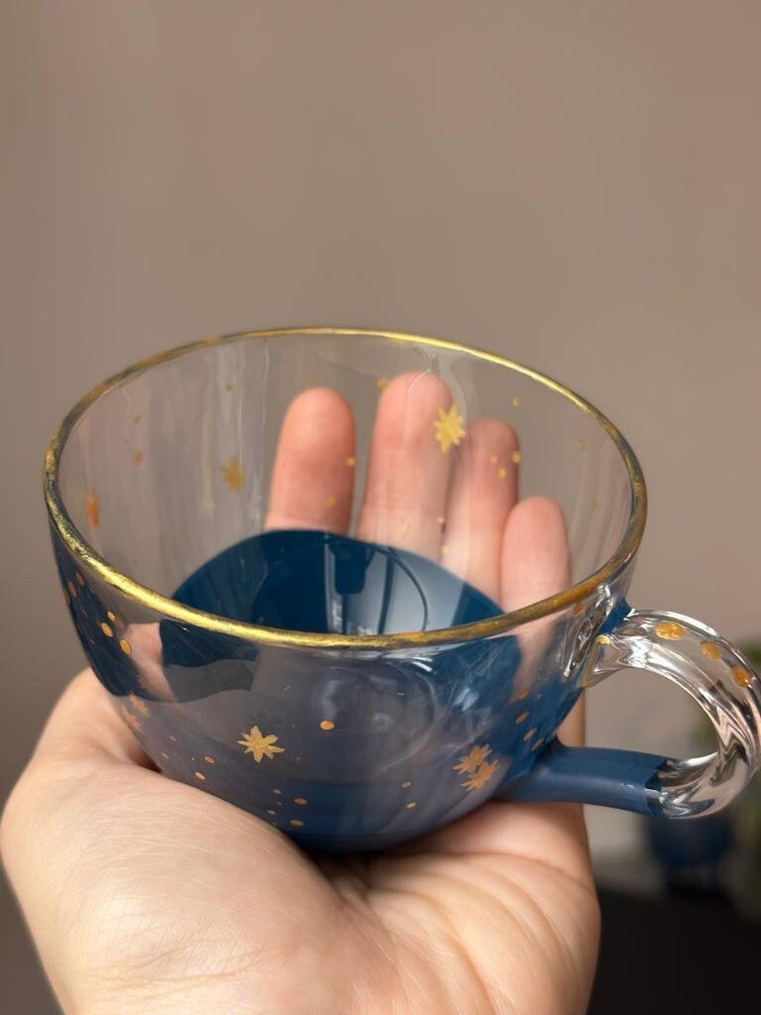 Cup Full of Stars Transparent and Blue Galaxy Glass Tea and - Etsy
