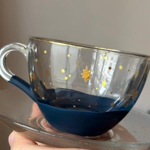 Cup Full of Stars Transparent and Blue Galaxy Glass Tea and Cappuccino ...