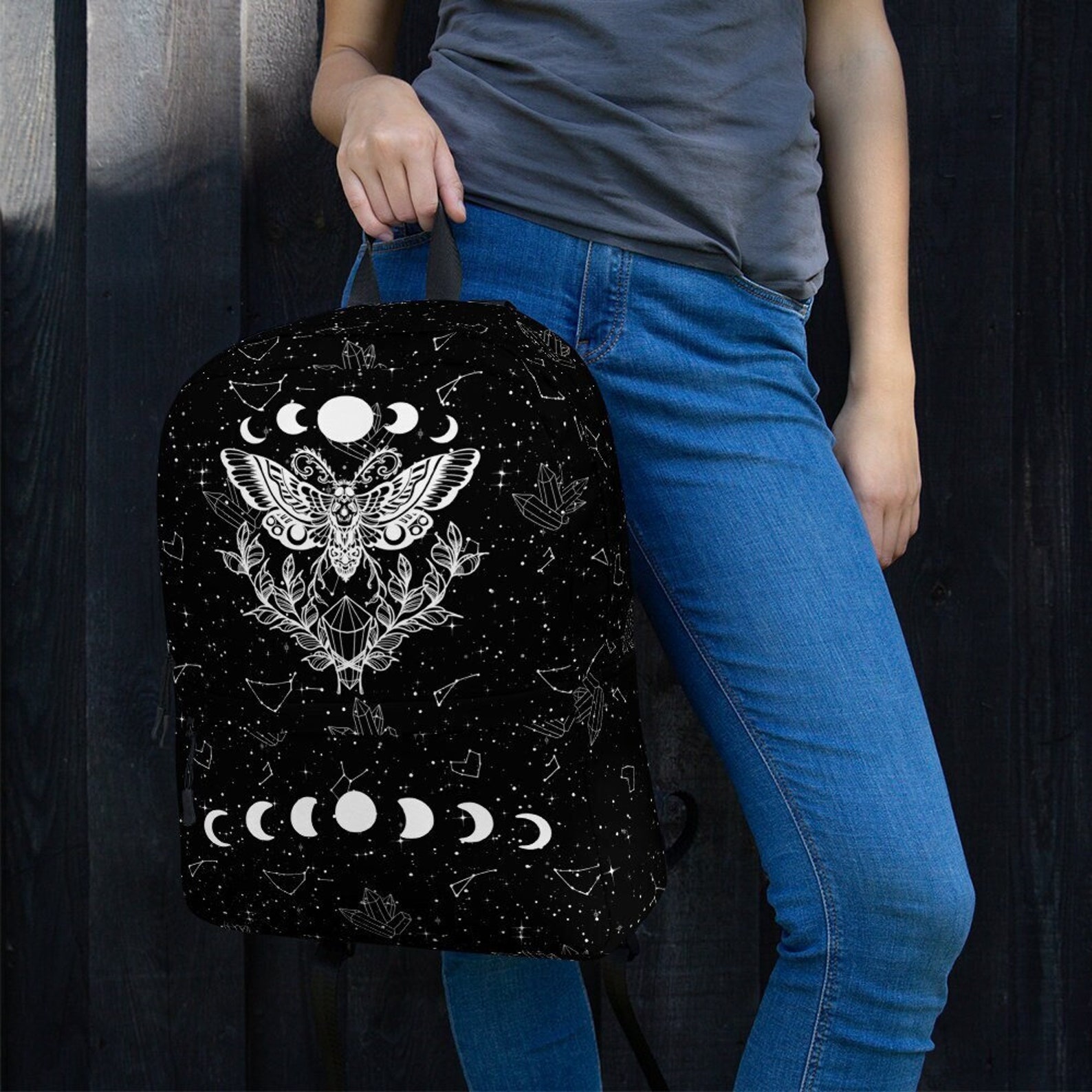 Winter's Spells Moth Skulls and Stars Wiccan Backpack - Etsy