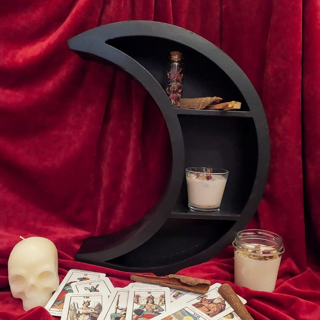 Wiccan Shelf Witchy Moon Wall Display Black Shelf Home Decor - Etsy