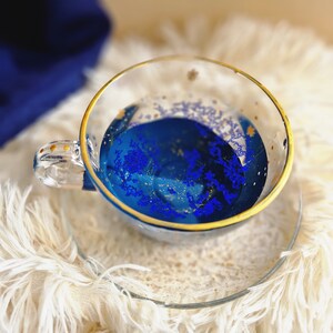 Cup Full of Stars Transparent and Blue Galaxy Glass Tea and Cappuccino ...