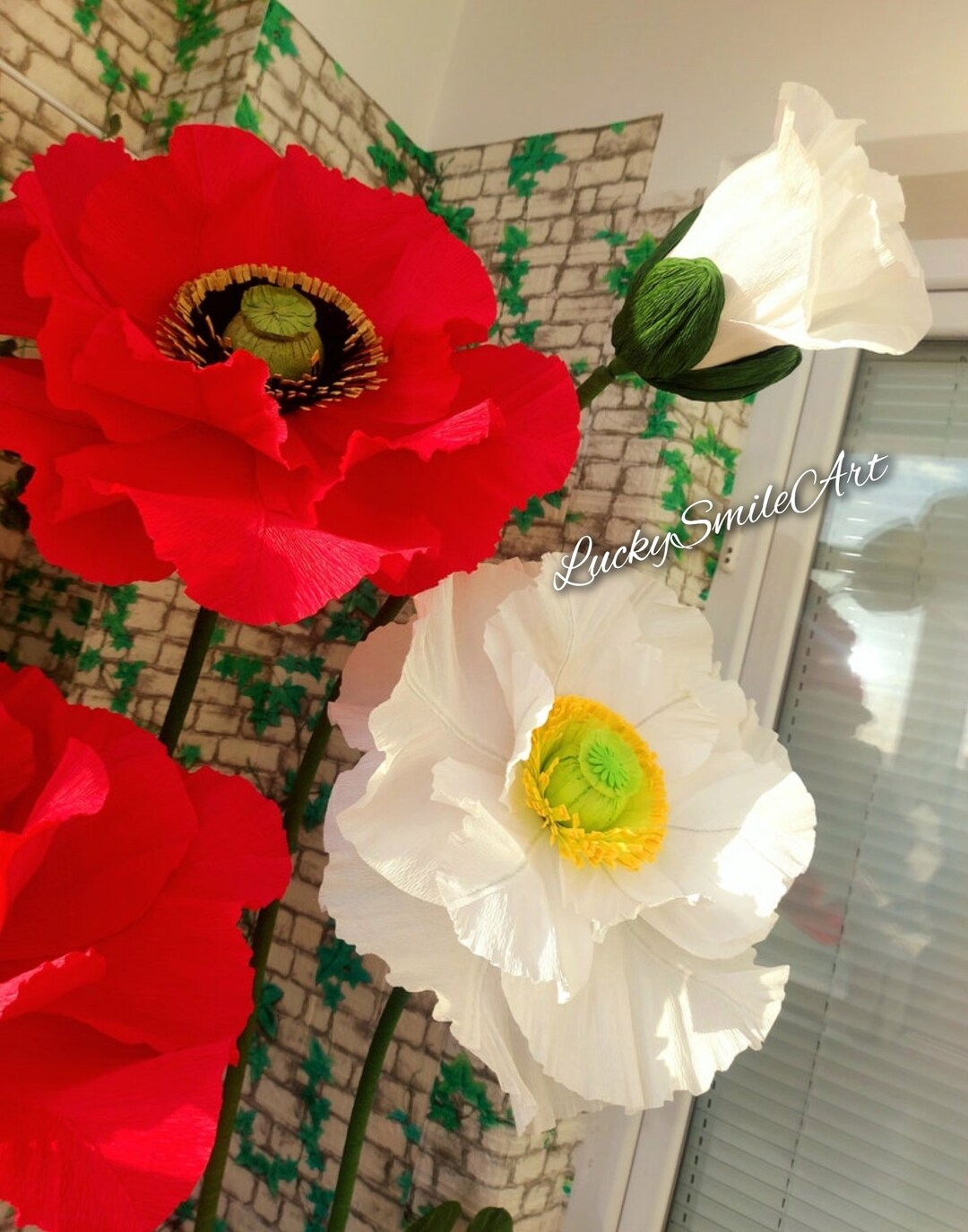 3 Free Standing Giant Poppies, Oversized Poppies, Wedding Backdrop ...