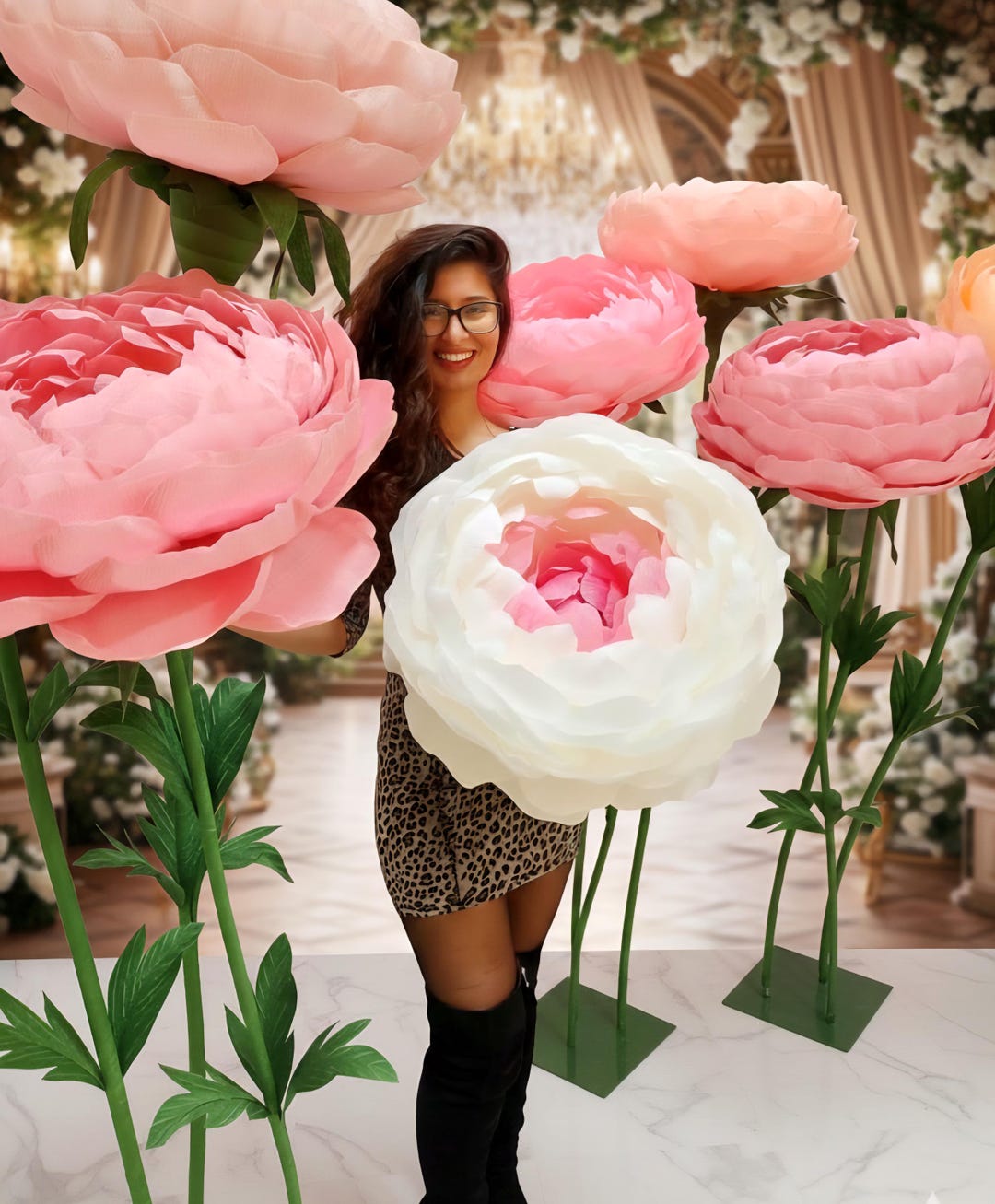 Oversized Paper Peonies Lot, Wedding Background, the Royal Peony Trio ...
