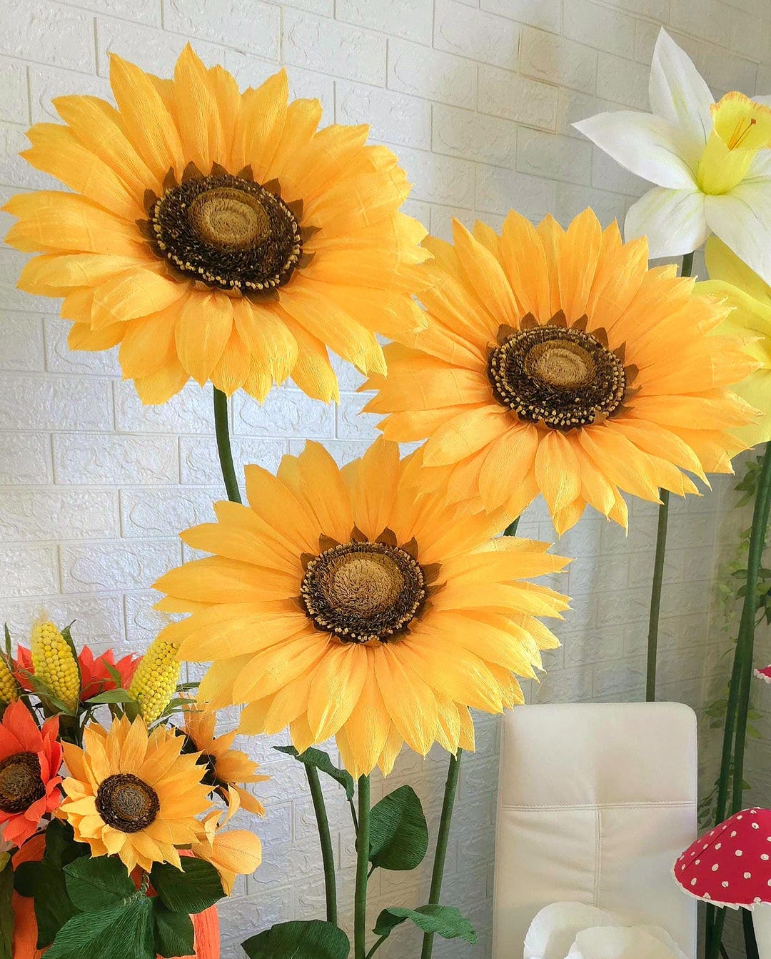 3 Free Standing Sunflowers, Rustic Wedding Backdrop, Boho Party ...