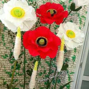 3 Free Standing Giant Poppies, Oversized Poppies, Wedding Backdrop ...