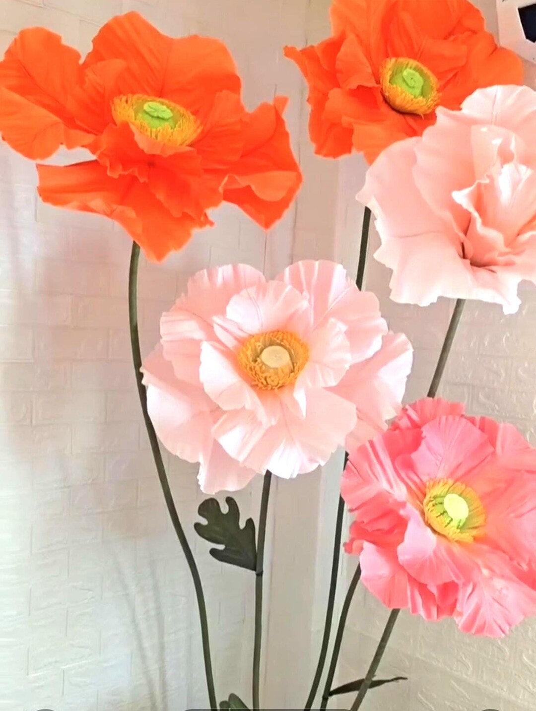 Giant Crepe Paper Flower Set: Oversized Poppies & Daisies, Event Decor ...