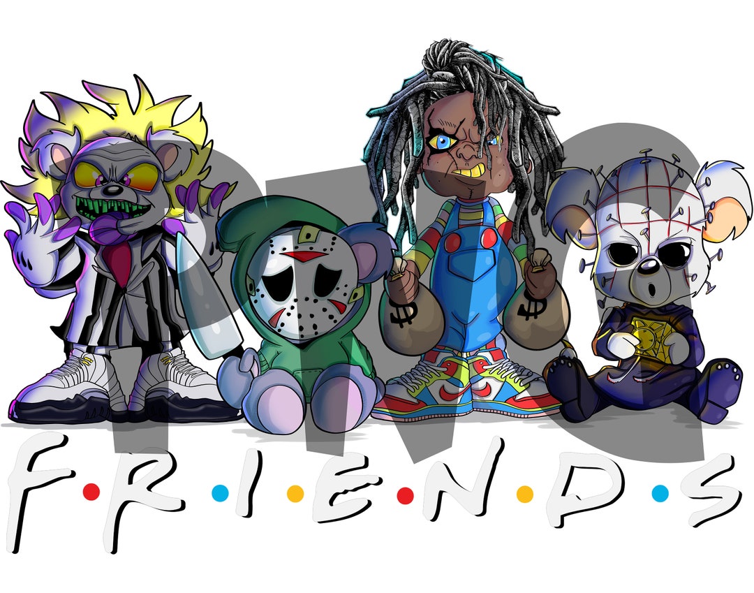 Friends Horror Characters Version 3 White Font PNG, Happy Halloween ...