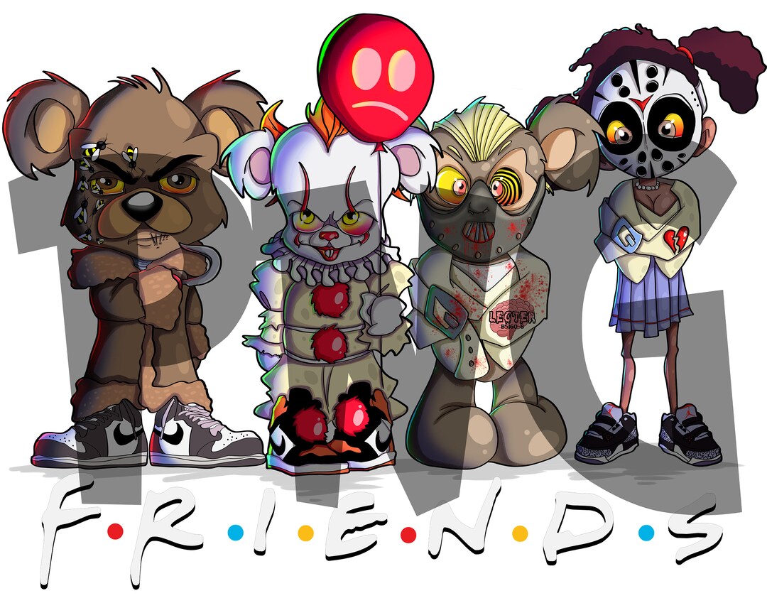 Friends Horror Characters Version 2 White Font PNG, Happy Halloween ...