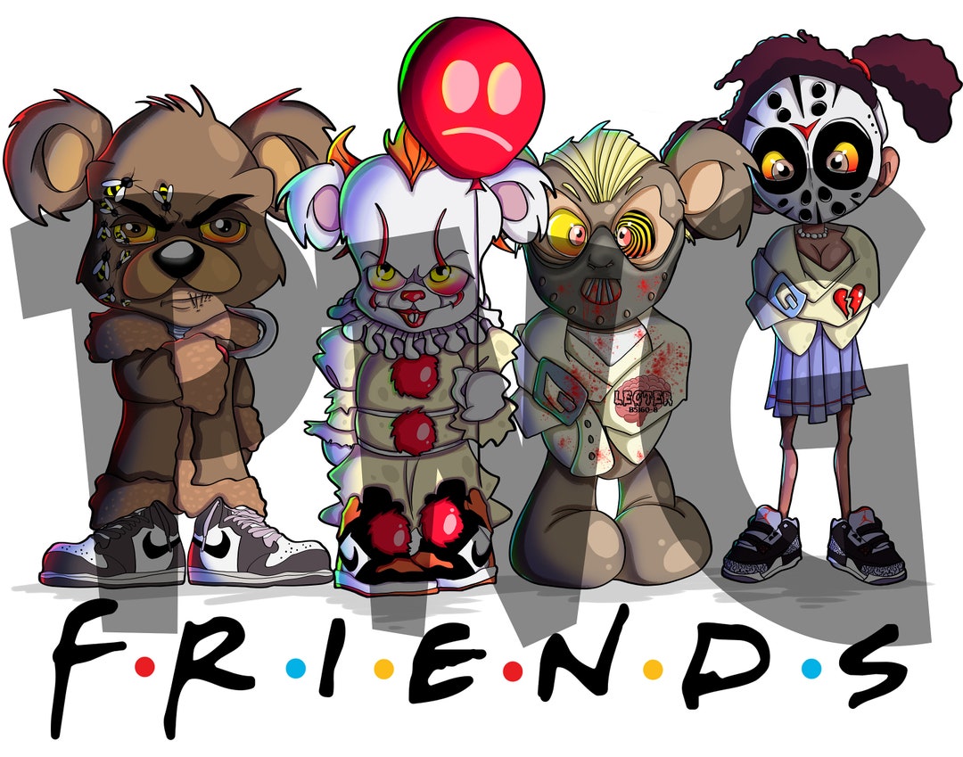 Friends Horror Characters Version 2 BLK Font PNG, Happy Halloween Gift ...