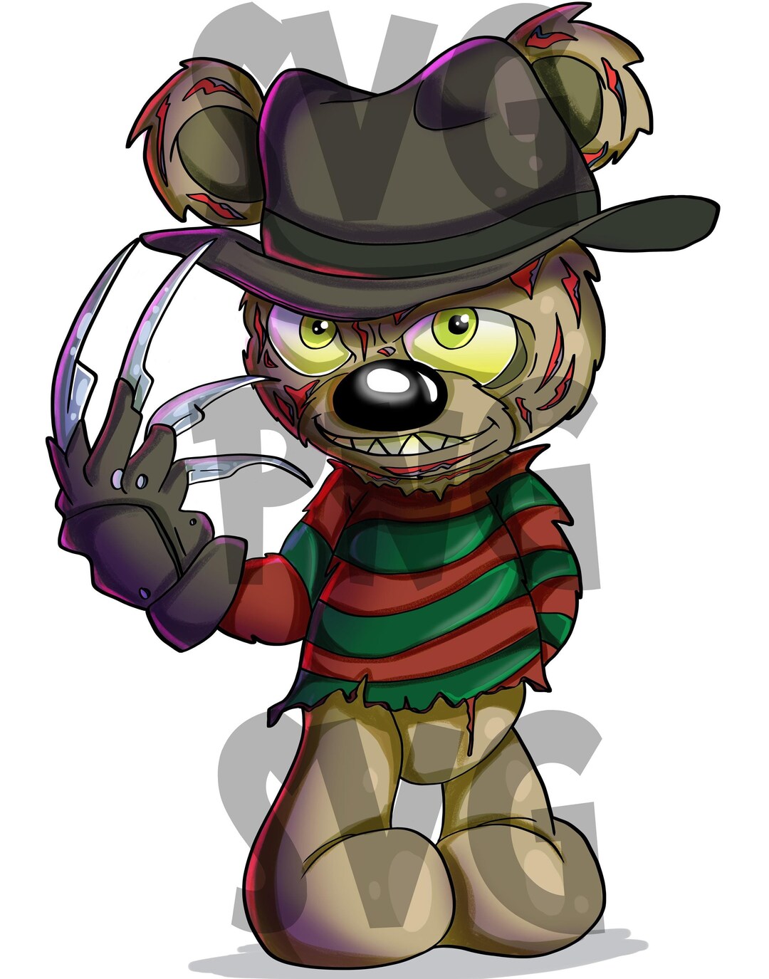 Teddy Krueger PNG - Scary Png File - Horror Character Png - Halloween Png File - Cricut Cut ...