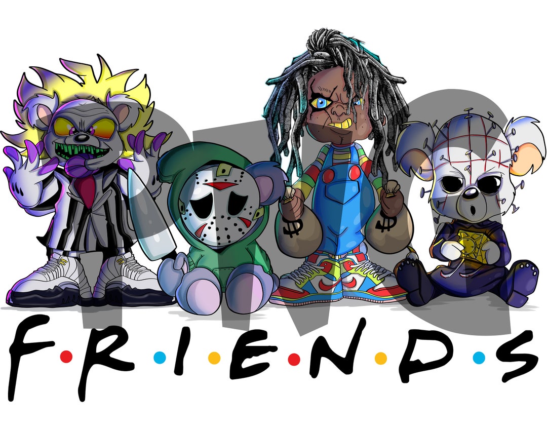 Friends Horror Characters Version 3 BLK Font PNG, Happy Halloween Gift ...