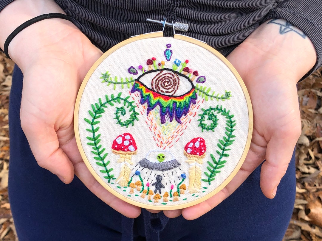 Abducted - Psychedelic Alien Hand Stitched Embroidery - Etsy