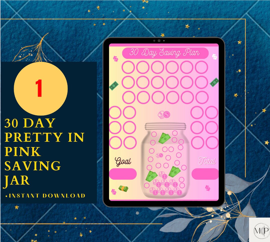 30 Day Pretty in Pink Saving Jar Plan Mason Jar Great for - Etsy