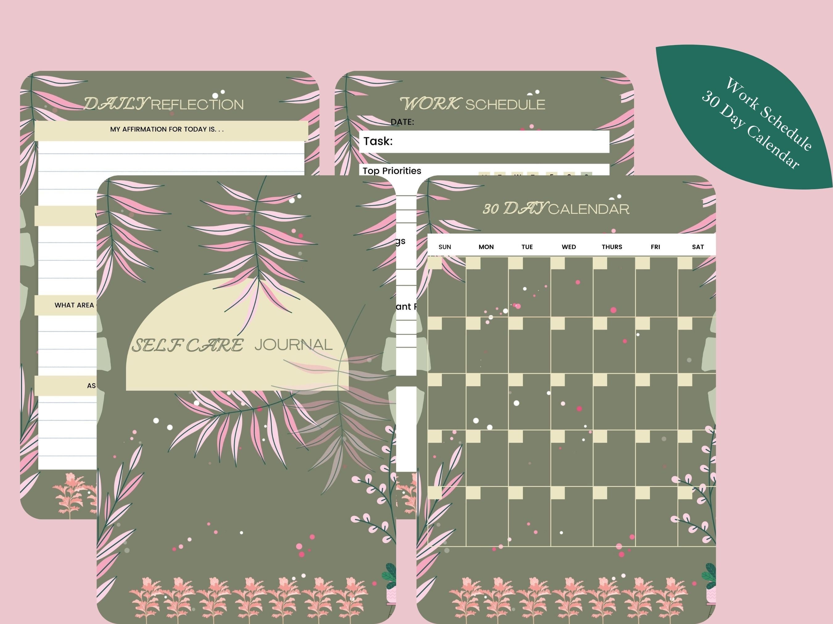 Self Care Journal Bundlecalendarfeelingsactivities inner - Etsy