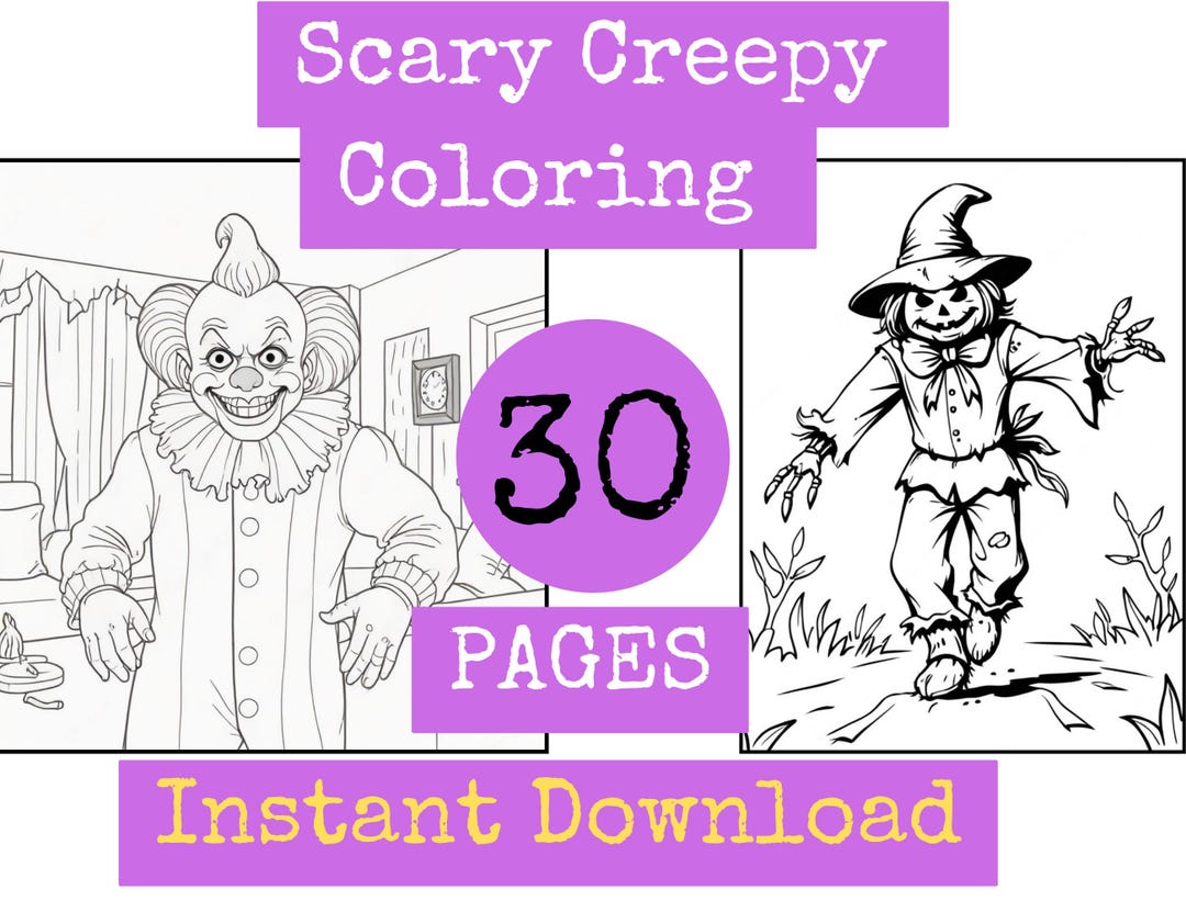 30 Scary Halloween Coloring Page Demonic Creepy Horrormandala Henna ...