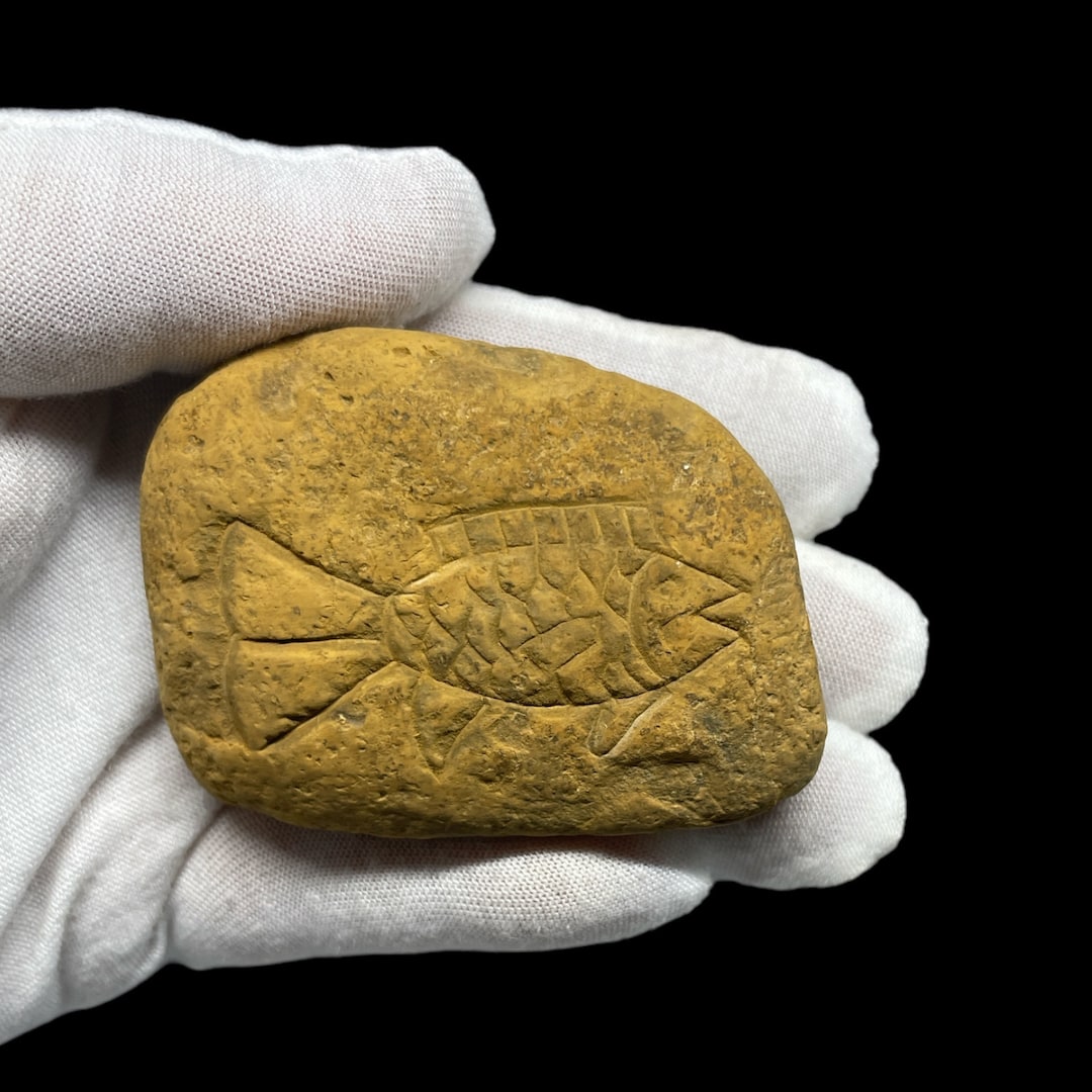 Ancient Egyptian Fish Carved Pebble, Unique Egyptian Decor, Handcrafted ...