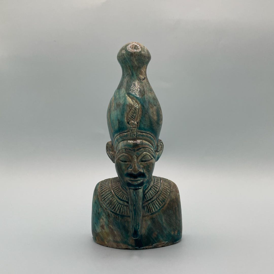 Egyptian Stone Pharaohic Bust Head King Mina Sculpture Wearing Royal ...