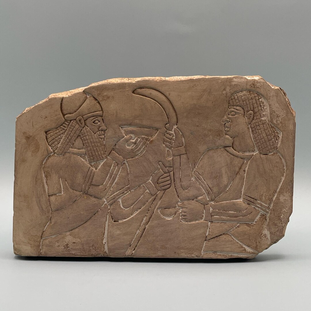 Rare Ancient Assyrian Relief - Depicting Celebration After a Royal Bull Hunt Nimrud, Unique Home ...