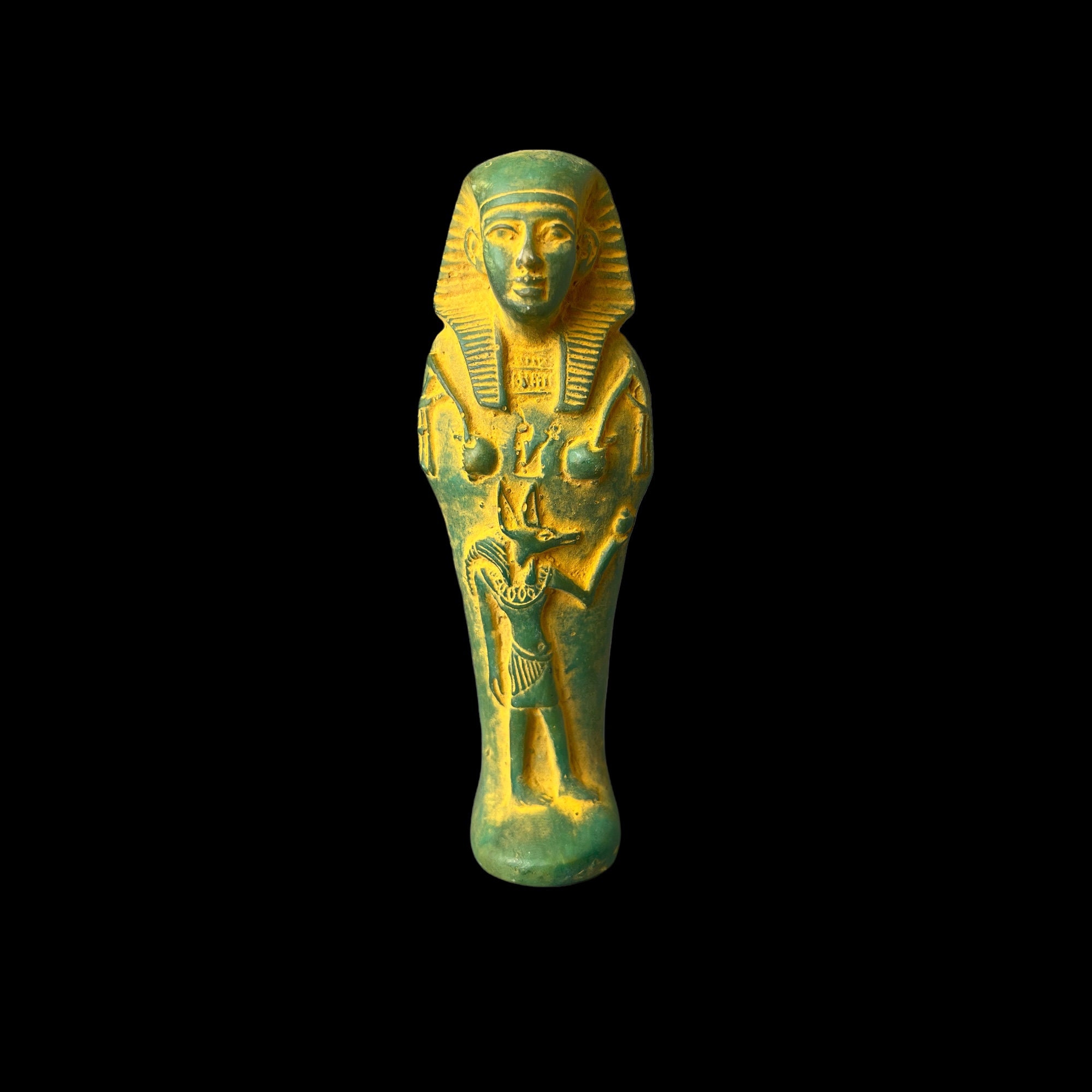Egyptian Statue Ushabti / Green Shabti With Anubis God of Mummification ...