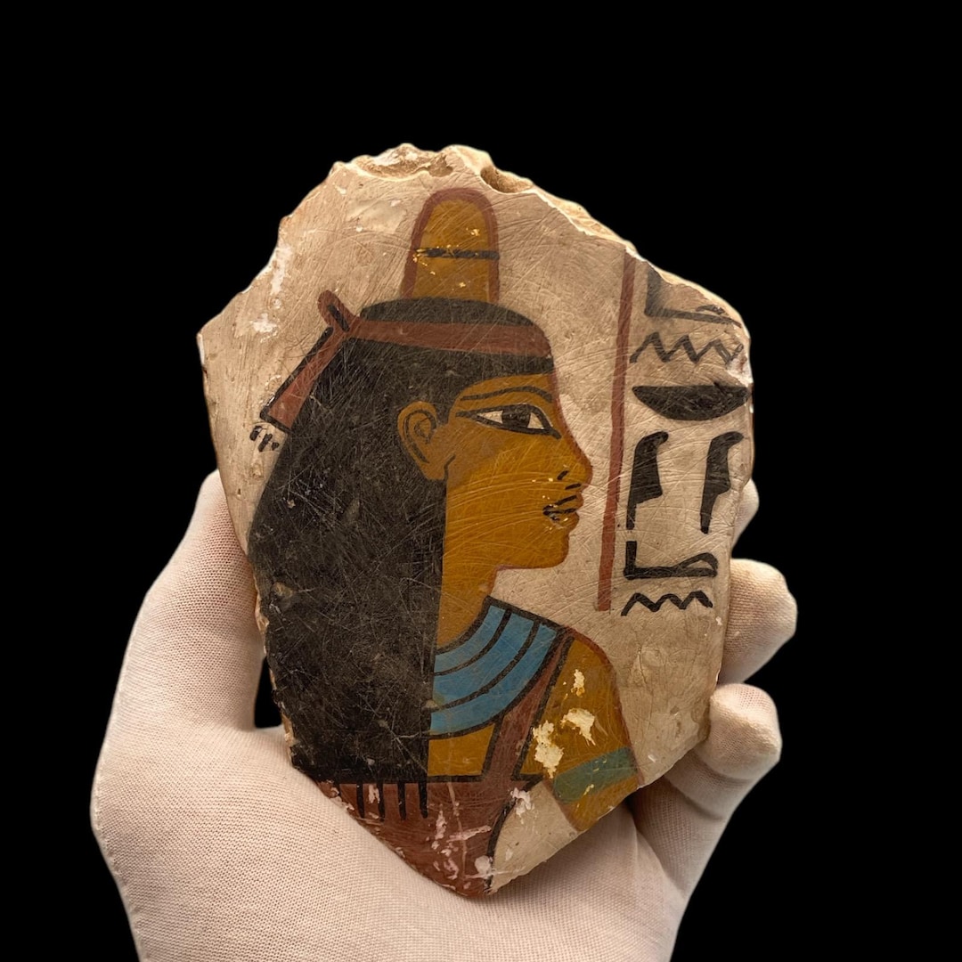 Rare Ancient Egyptian Relief Showing Female Wearing Head Cone With ...