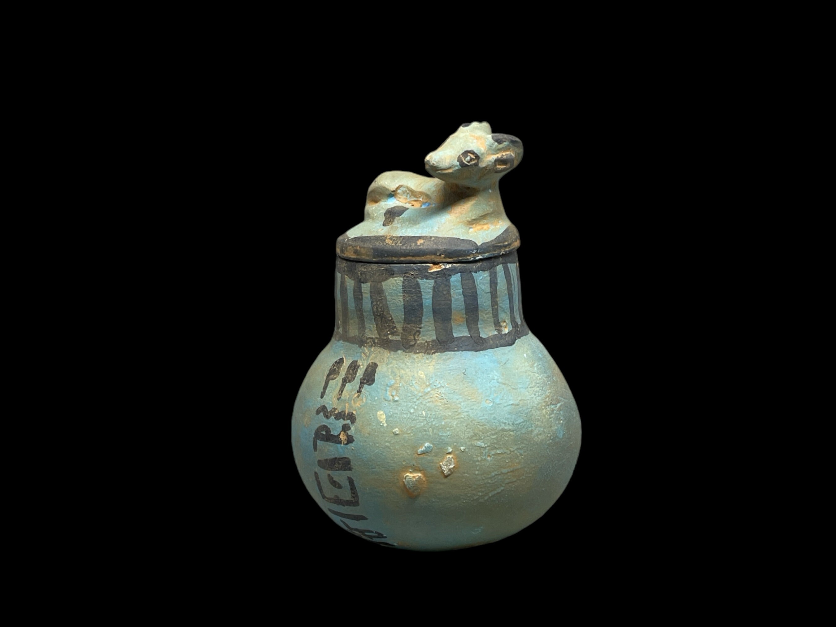 Beautiful Ancient Egyptian Storage Pot Decorated Pharaonic Inscriptions ...