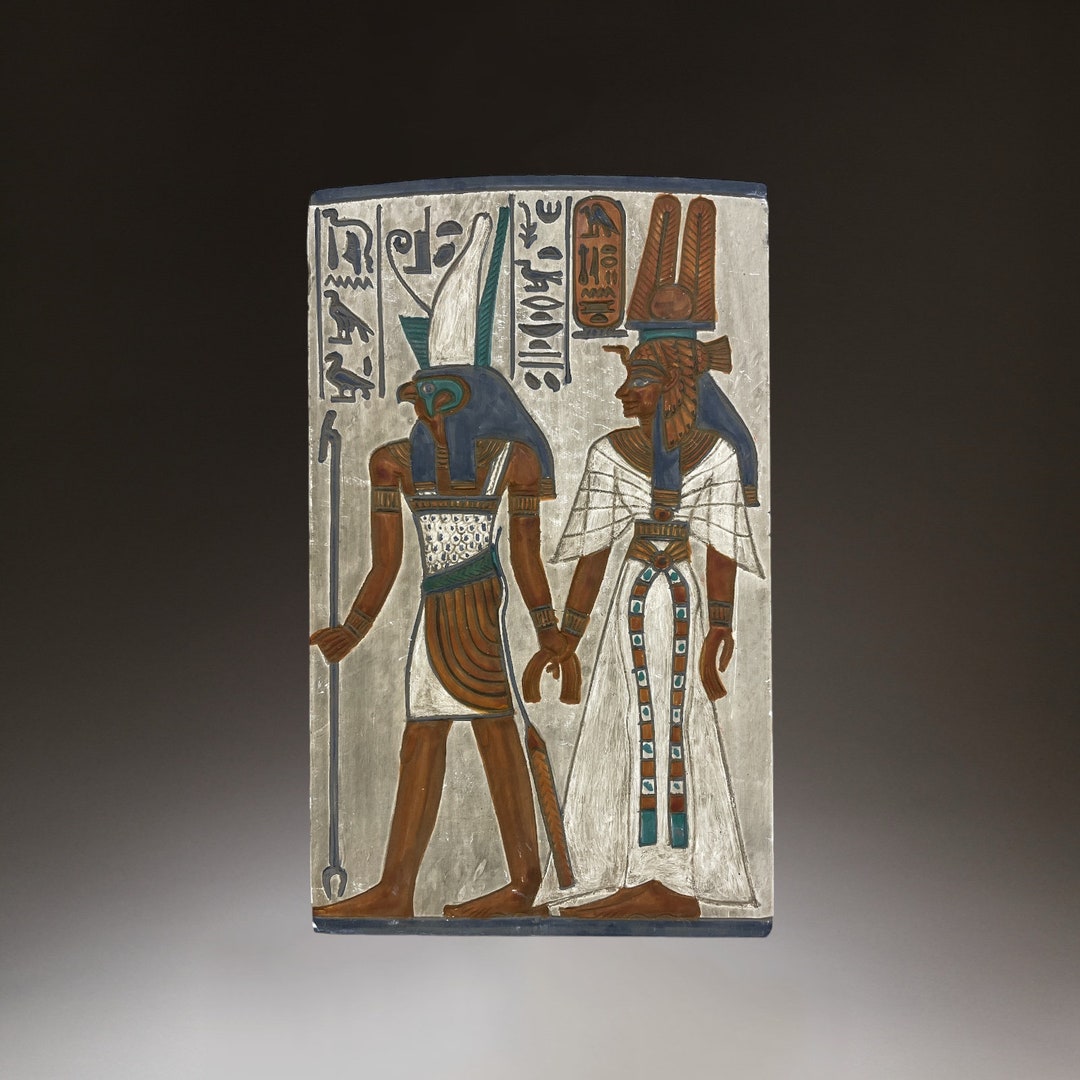 Stunning Ancient Egyptian Relief/plaque God Horus Leading Queen ...