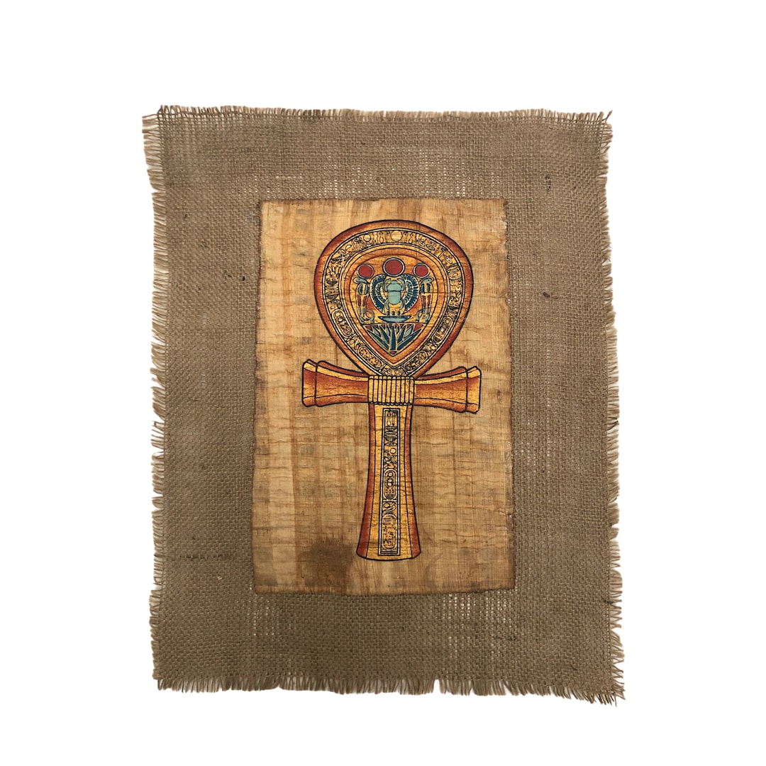 Hand Painted Ancient Egyptian Ankh With Hieroglyphic Papyrus on Coptic ...
