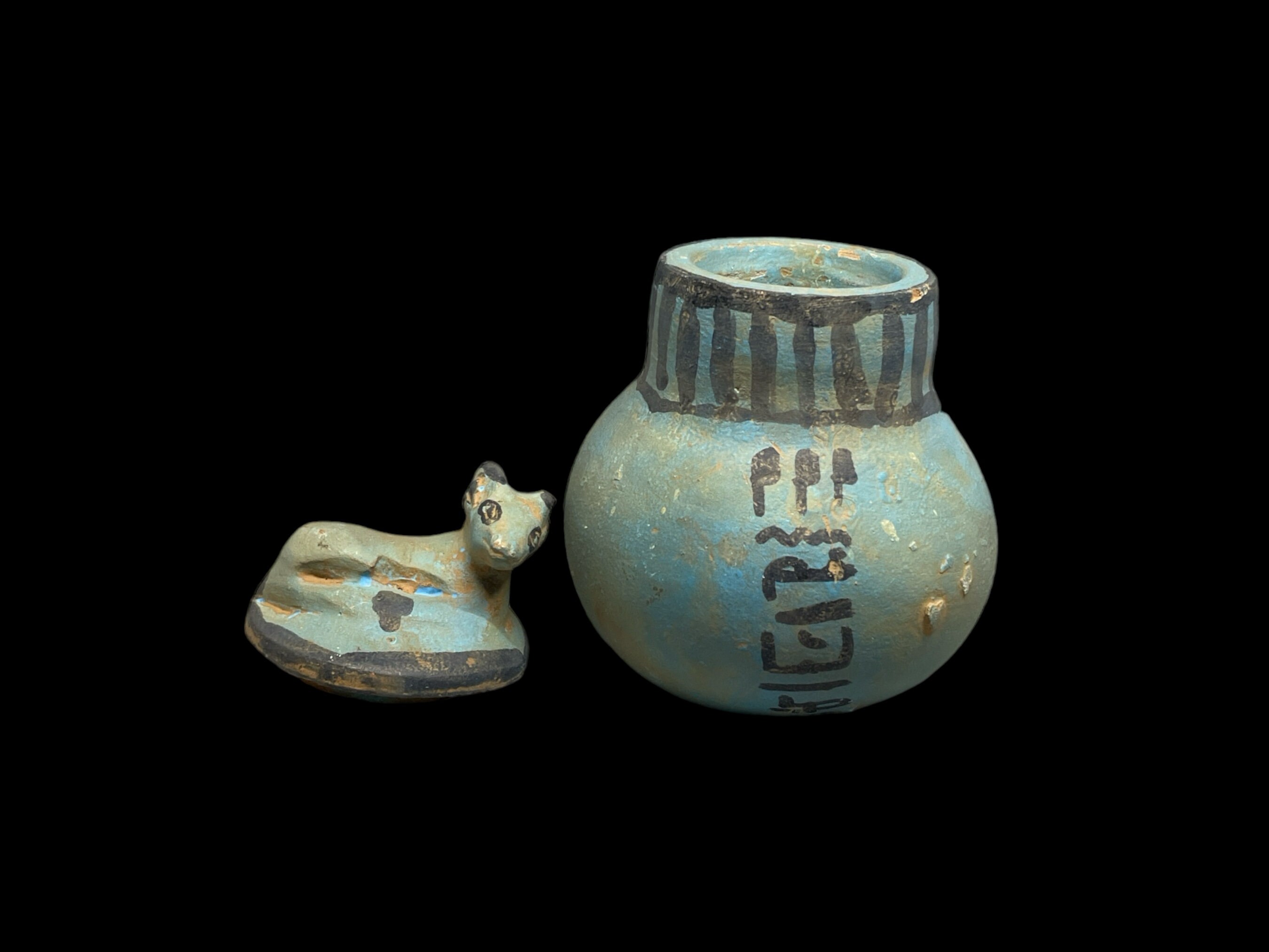 Beautiful Ancient Egyptian Storage Pot Decorated Pharaonic Inscriptions ...